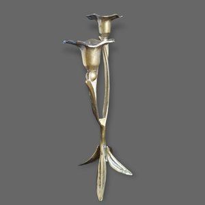 Accents | Vintage Brass Two Arm Candlestick Holder Art Nouveau Style ...